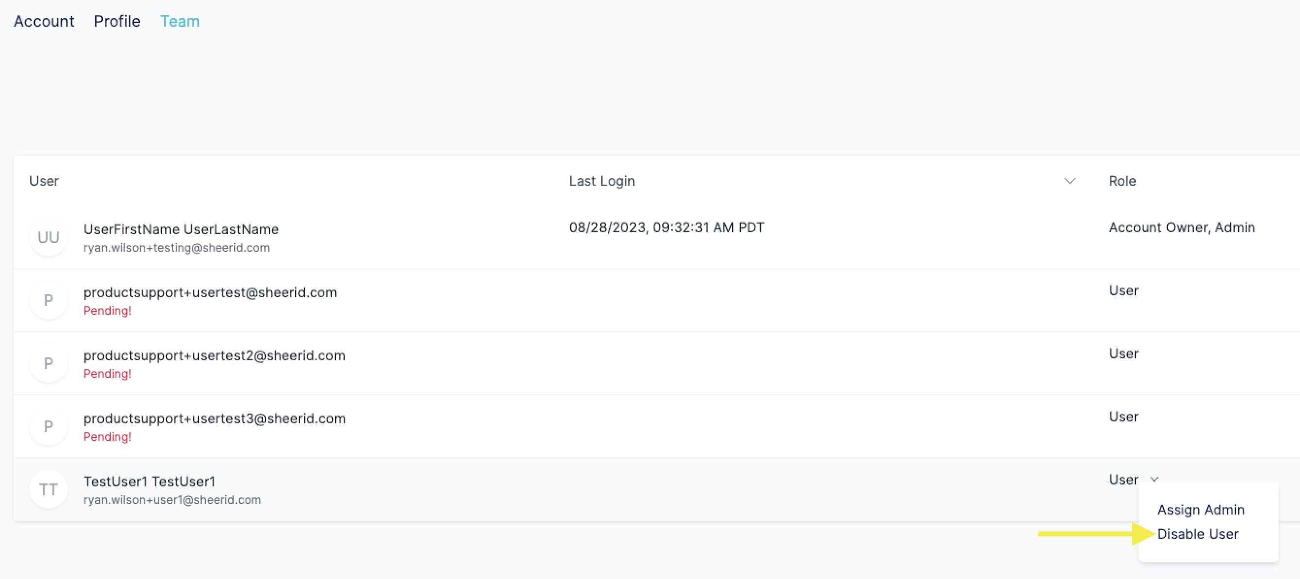 Disabling users from accessing your account – SheerID Knowledge Base