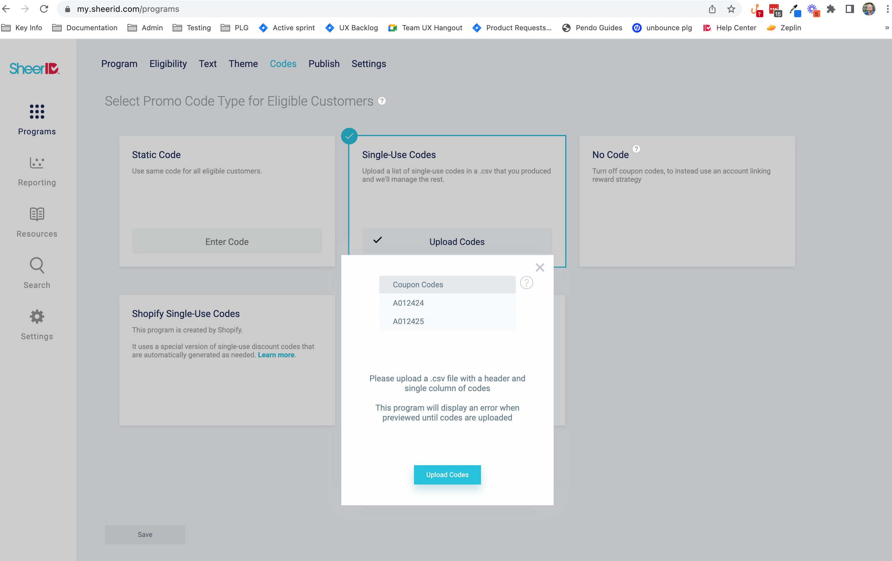 Uploading codes – SheerID Help Center
